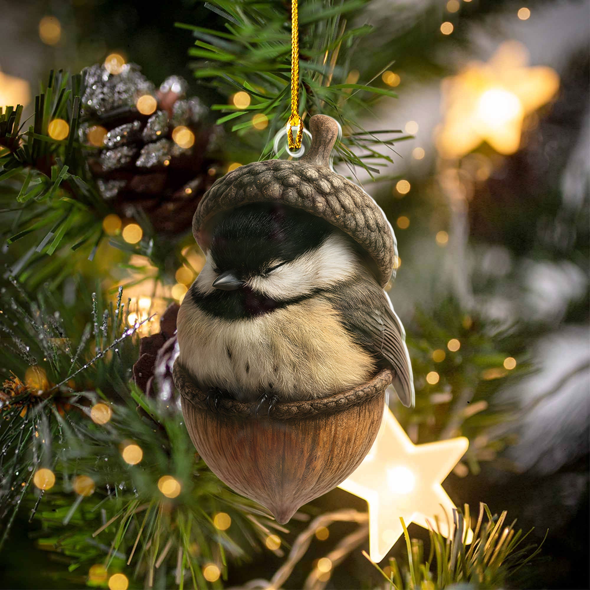 Chickadee Sleeping Ornament – BirderyTees